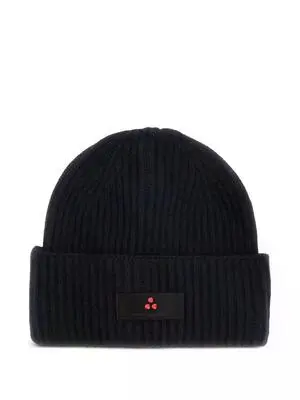 Peuterey Ribbed Logo-plaque Beanie Hat - Black
