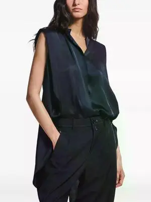High Sleeveless V-neck Blouse