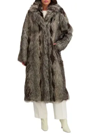 LYLA GRANT Fur-free Fox Long Coat - Silver