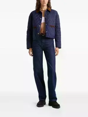 SPORTY & RICH Quilted Corduroy-collar Puffer Jacket - Blue