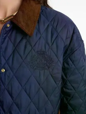 SPORTY & RICH Quilted Corduroy-collar Puffer Jacket - Blue