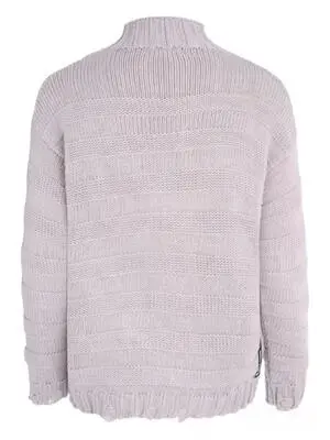 GAËLLE PARIS High-neck Frayed-hem Sweater