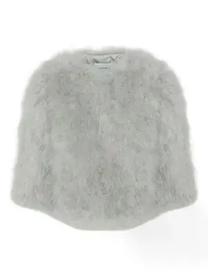 YVES SALOMON Turkey-feather Cropped Jacket - Grey