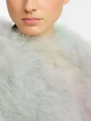 YVES SALOMON Turkey-feather Cropped Jacket - Grey