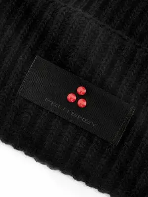 Peuterey Ribbed-knit Beanie With Logo - Black