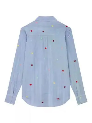 Mira Mikati Striped Shirt With Embroidered Hearts