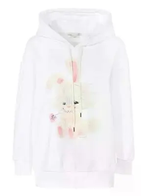 Stella McCartney Rabbit-print Ribbed Hoodie - White