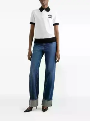 Dolce & Gabbana Logo-embroidered Cotton Polo Top - White