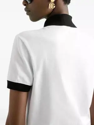Dolce & Gabbana Logo-embroidered Cotton Polo Top - White