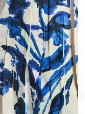 High Floral-print Pleated A-line Dress