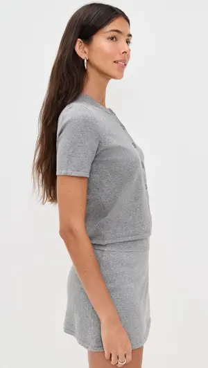 LE BOP Short Sleeve Cardigan - Heather Grey