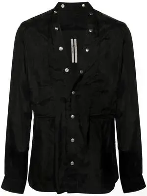 Rick Owens V-neck Satin-finish Shirt - Black