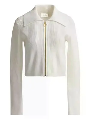 St. John Ribbed Collared Cardigan - White