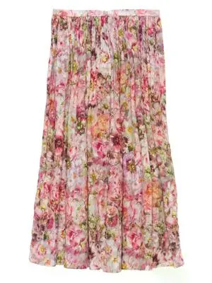 Faliero Sarti Floral-print Pleated Midi Skirt - Pink