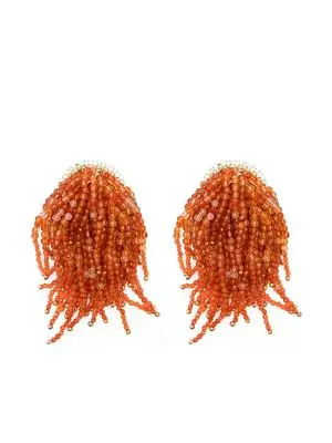Rosantica Beaded Tassel Clip-on Earrings - Orange