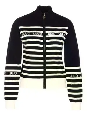 Liu Jo Pearl-embellished Striped Cardigan - Black