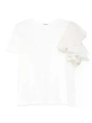 PARLOR Ruffled Sleeve T-shirt - White