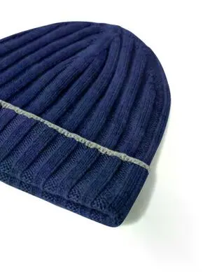 Brunello Cucinelli Ribbed Cashmere Beanie - Blue