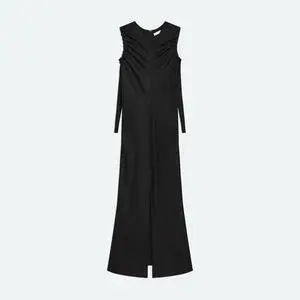 Helmut Lang Bias-cut Maxi Dress With Ruched Armhole