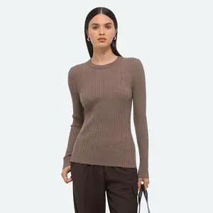 Helmut Lang Open-back Ribbed Top - Light Brown Melange