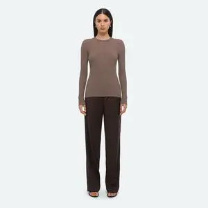 Helmut Lang Open-back Ribbed Top - Light Brown Melange