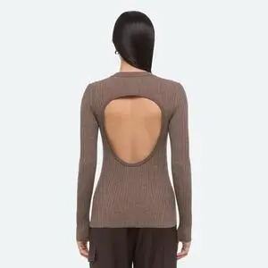 Helmut Lang Open-back Ribbed Top - Light Brown Melange