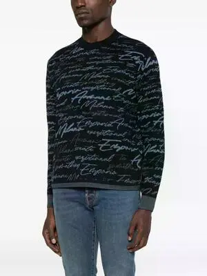 Emporio Armani Script-logo Patterned Sweater