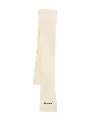 Valentino Garavani Logo-embroidered Ribbed Scarf - Neutrals