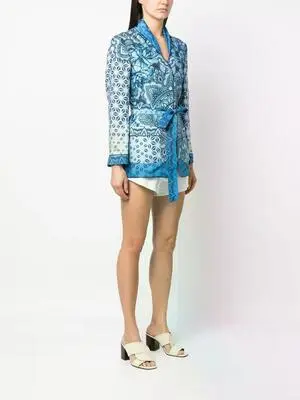 Alberta Ferretti Patterned Belted Blazer Jacket