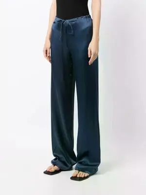 WOERA Drawstring-waist Silk Palazzo Trousers