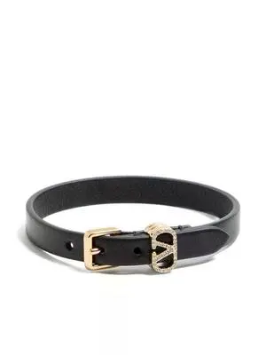 Valentino Garavani Buckle-embellished Leather Bracelet - Black