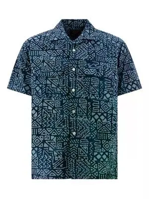 BEAMS Geometric-print Cotton Shirt