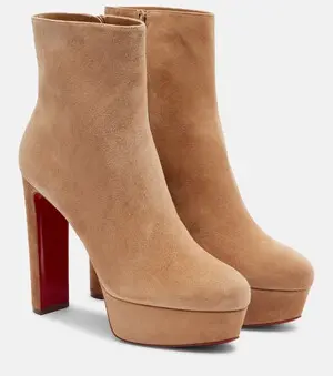 CHRISTIAN LOUBOUTIN Loo 130 Suede Ankle Boots - Beige