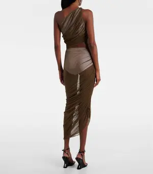 Norma Kamali Diana Ruched Asymmetric Midi Skirt