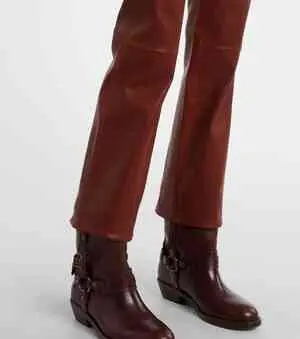 FRAME Reboot Crop Leather Bootcut Pants - Brown