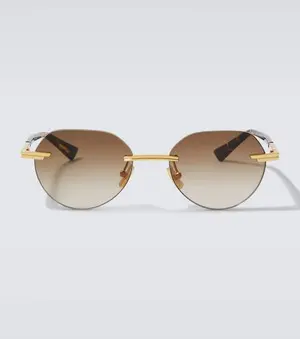 Bottega Veneta Glasant Round Sunglasses - Gold