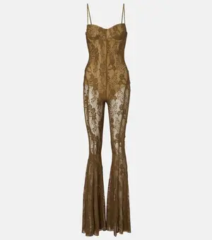 Norma Kamali Floral Lace Jumpsuit - Green