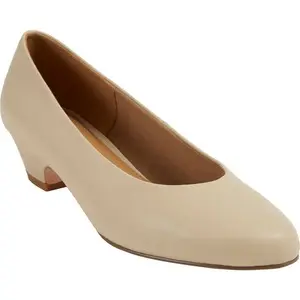 COMFORTVIEW Vida Leather-like Slip-on Block Heel Pump - Bone