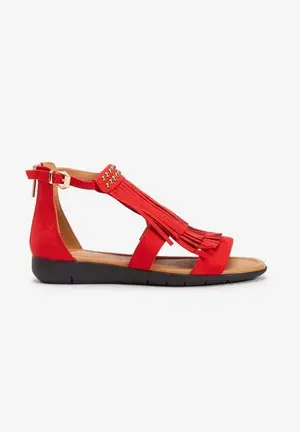COMFORTVIEW Carmella Gladiator Sandals With Fringe Detailing - Red