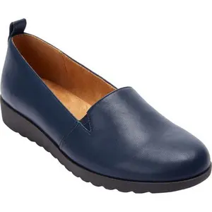 COMFORTVIEW The June Leather-like Slip On Flat - Navy