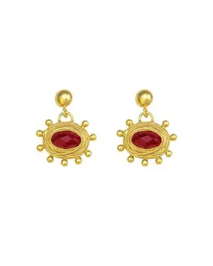 OTTOMAN HANDS Zand Ruby Drop Earrings - Brass