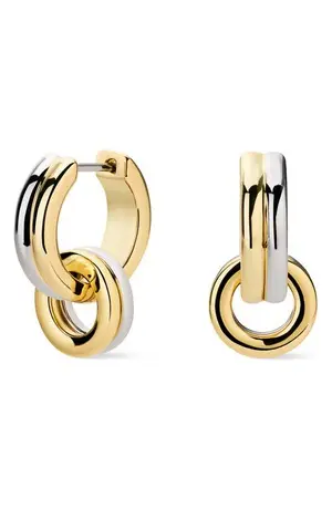 ANA LUISA Asher Drop Huggie Hoop Earrings - Gold/silver