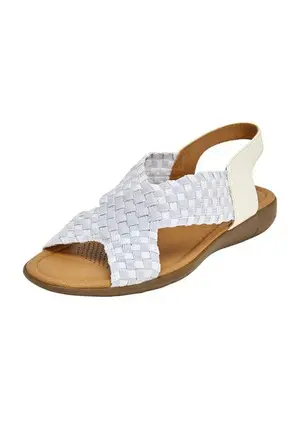 COMFORTVIEW Celestia Sling Sandal White Metallic