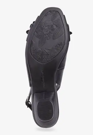 COMFORTVIEW Rider Leather-like Slingback Sandals With Embellished Peep-toe - Black