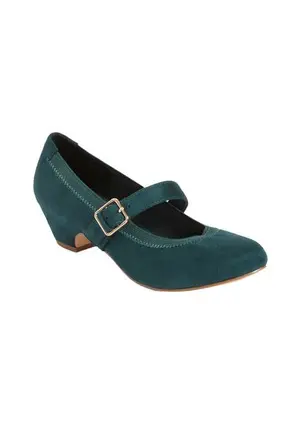 COMFORTVIEW Suede Pumps With Adjustable Buckle - Emerald