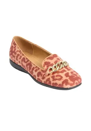 COMFORTVIEW The Thayer Slip-on Flat With Metallic Chain Detail - Leopard