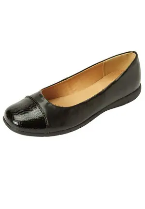 COMFORTVIEW Fay Slip-on Flat With Croc-effect Cap Toe - Black