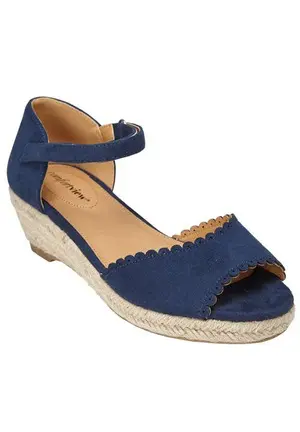 COMFORTVIEW The Charlie Espadrille Wedge Sandal - Navy