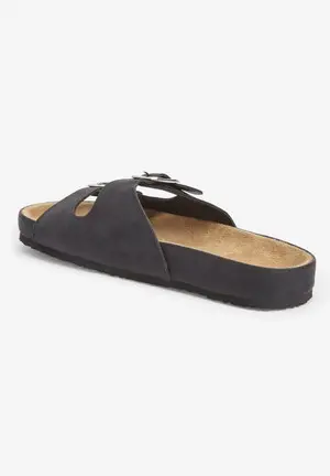 COMFORTVIEW Maxi Adjustable Slip-on Footbed Sandal - Black