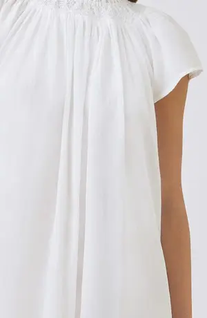 PAPINELLE Shirred Neck Cotton Maxi Nightie Nightgown